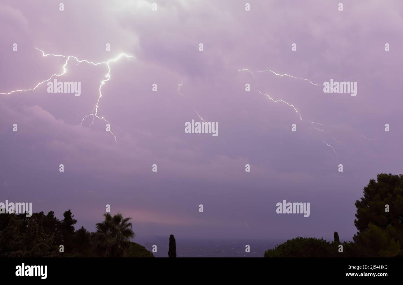 Thunderstorm at night on Elba island, Italy Stock Photo - Alamy