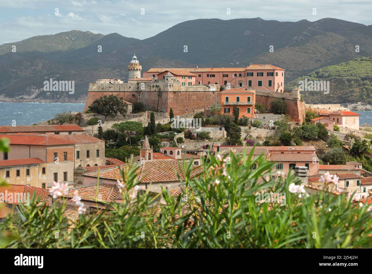 Old Portoferraio city with Stella fortress, Elba island, Tuscany, Italy ...