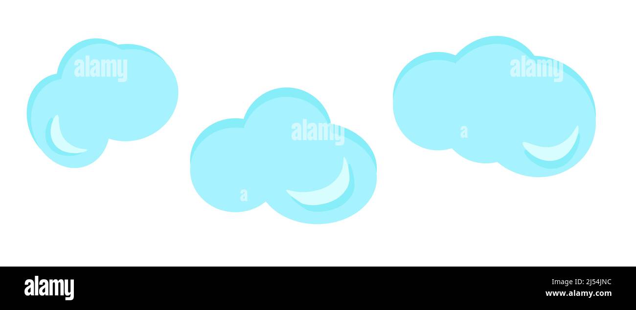 Set of blue clouds. Collection of cloud icons, shapes, labels and ...