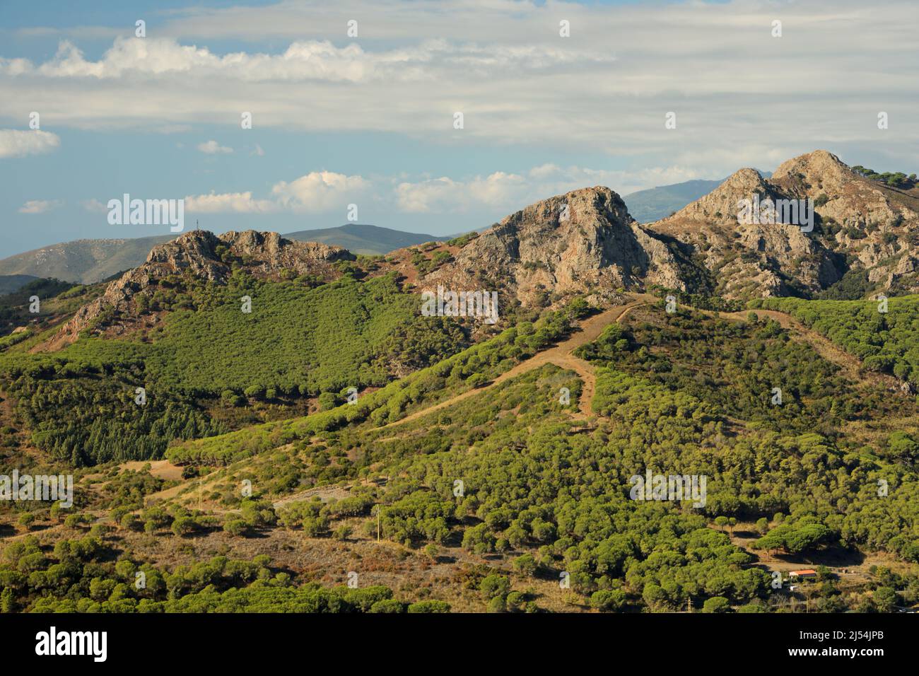 Panorama landscape of moutains on Elba island, Tuscany, Italy Stock ...