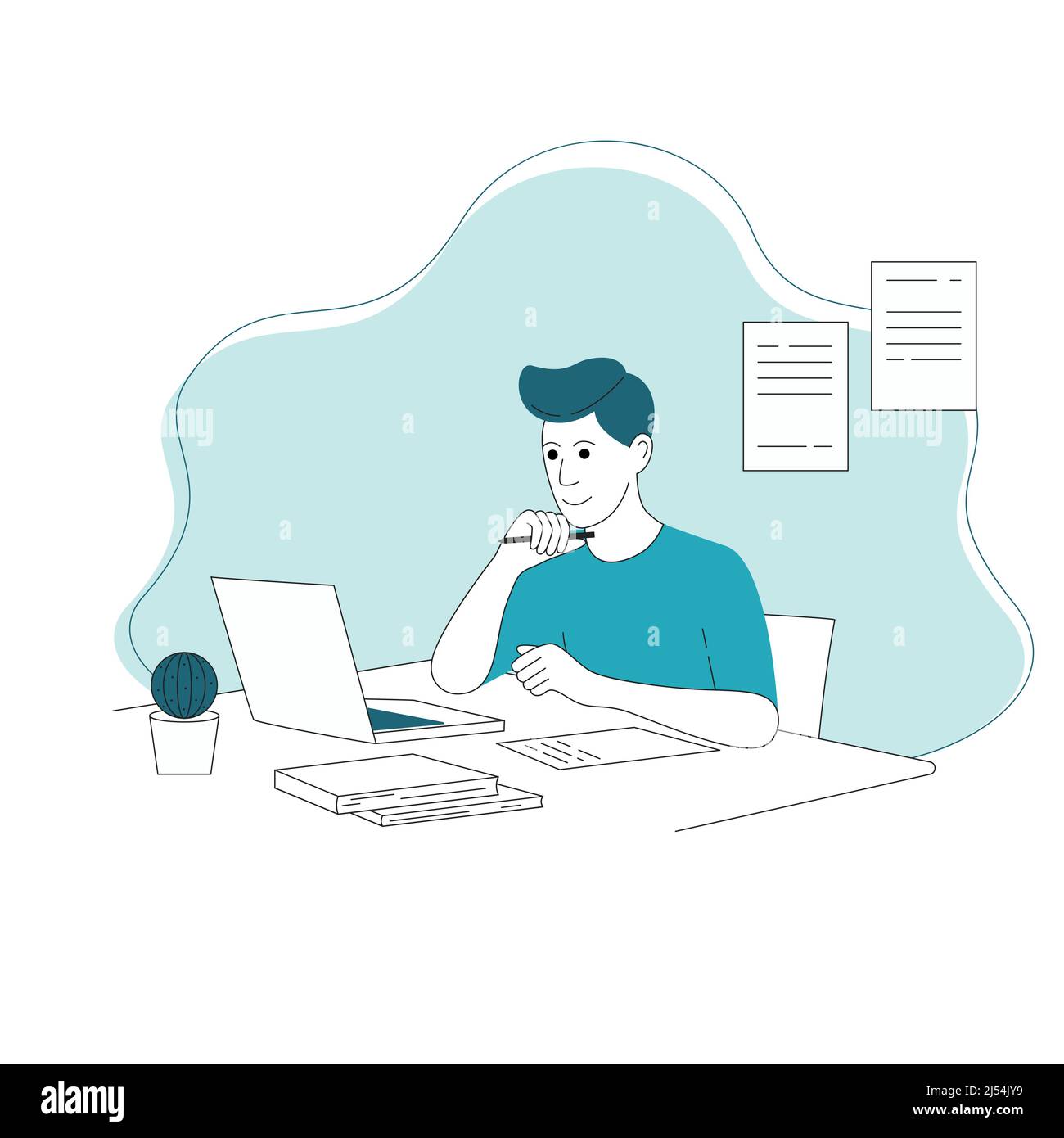 Man work computer think Stock Vector Images - Alamy