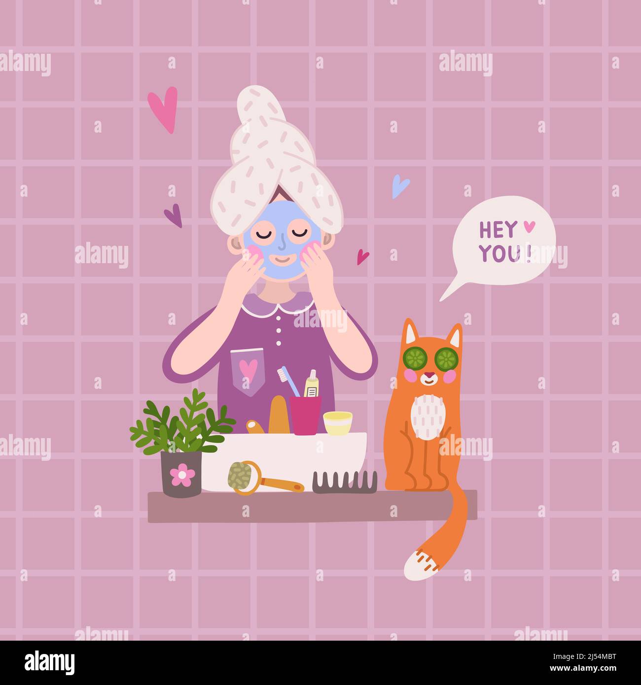 Morning washing routine girl Stock Vector Image & Art - Alamy