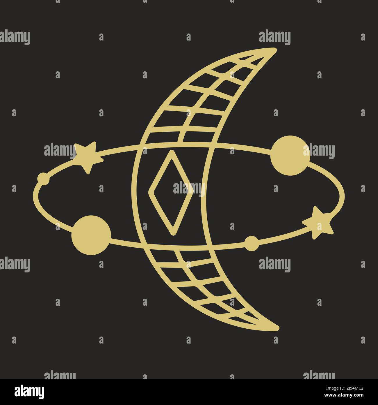 Magic crescent moon with stars and decoration vector illustration Stock ...