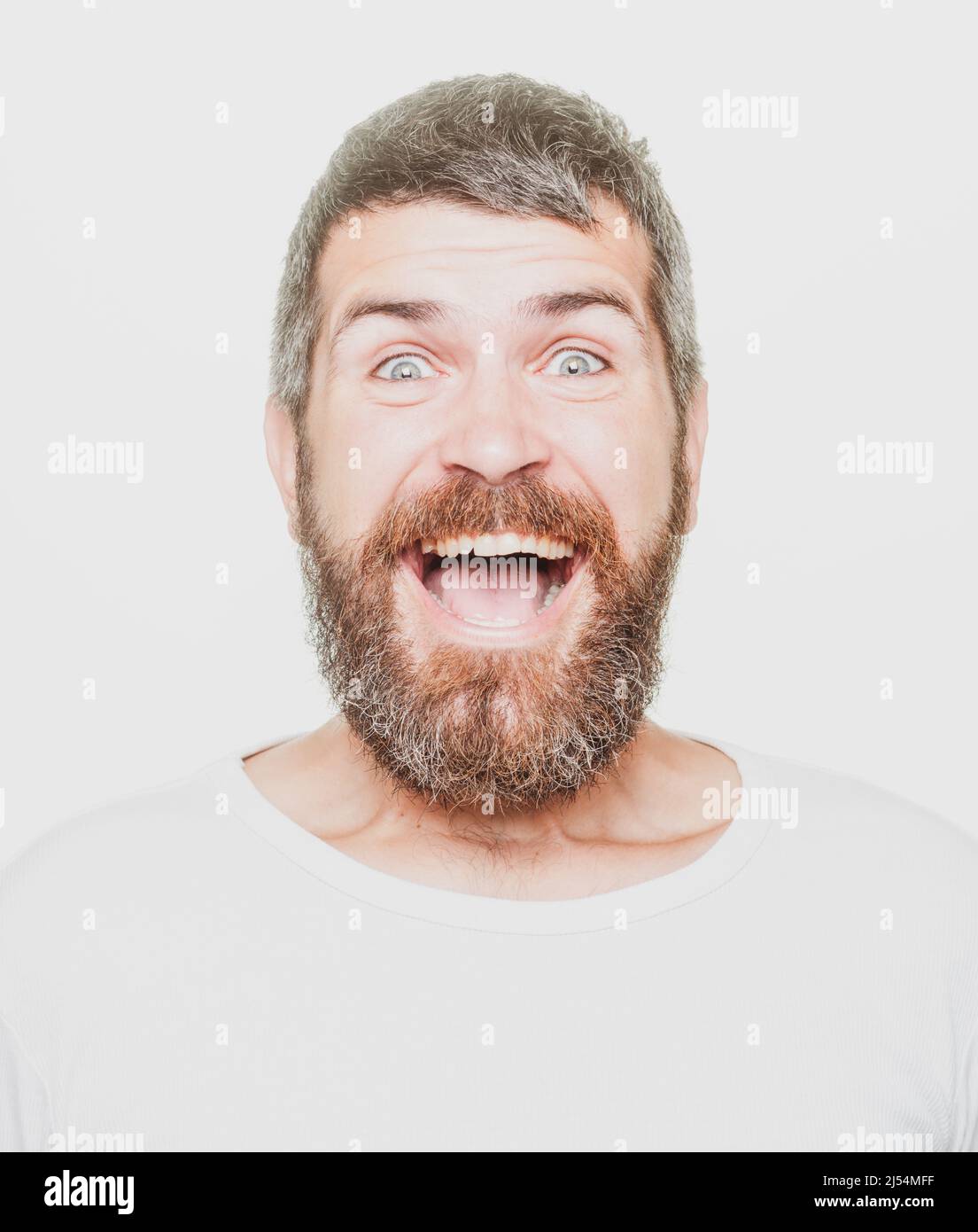 Happy man smile face. Smiling bearded guy. Positive human facial ...