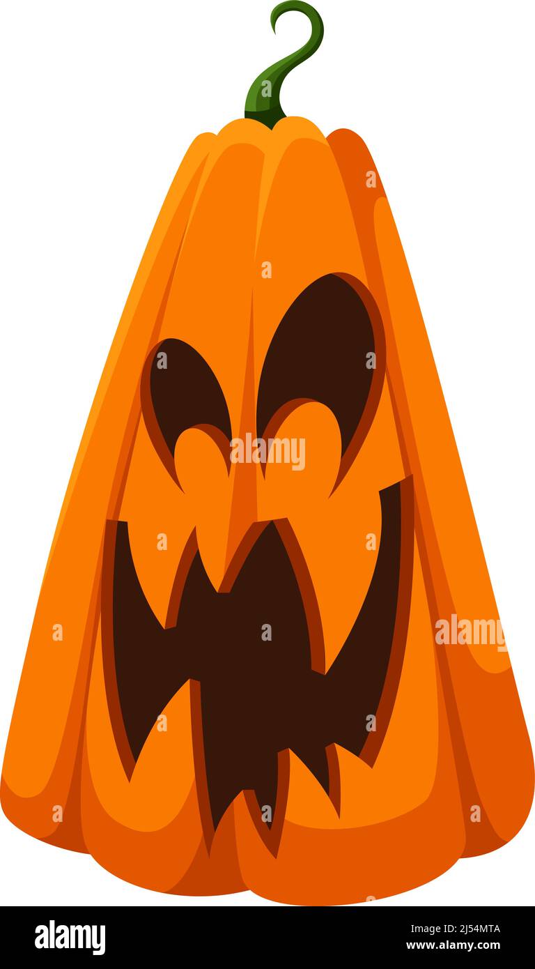 Spooky pumpkin with scary smile. Funny cartoon character Stock Vector ...