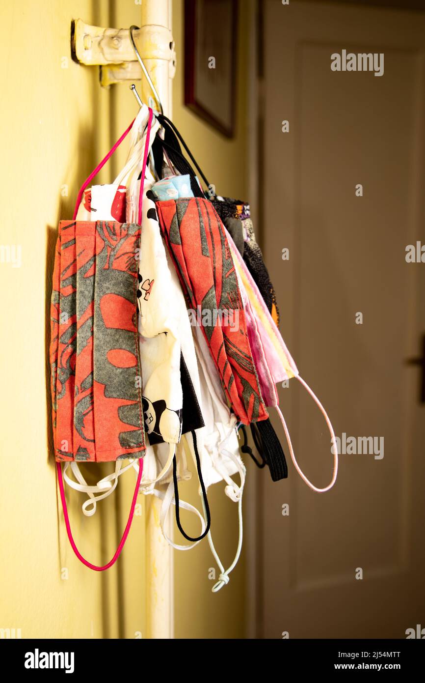 A bunch of colorful reusable face masks Stock Photo - Alamy