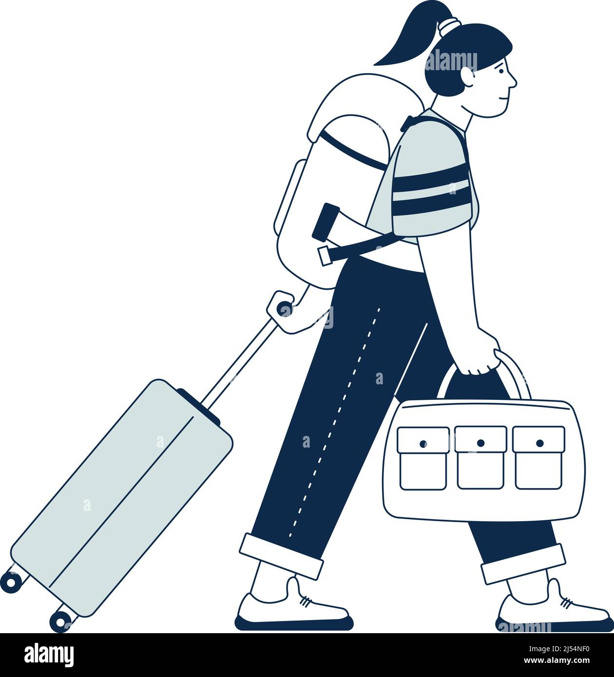Girl walking with travel bags. Person going on vacation Stock Vector ...