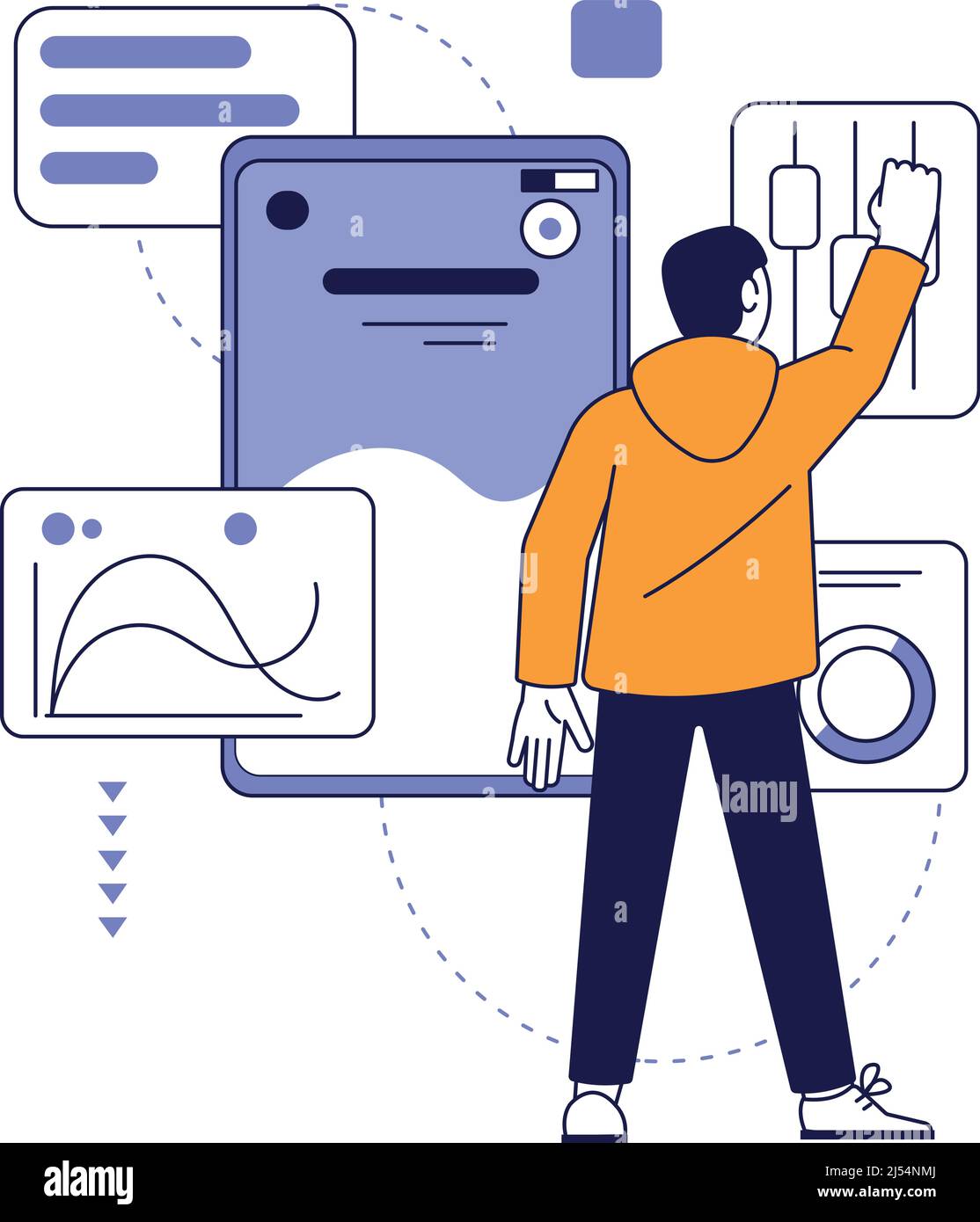 Programmer setting software. Web app development process Stock Vector ...