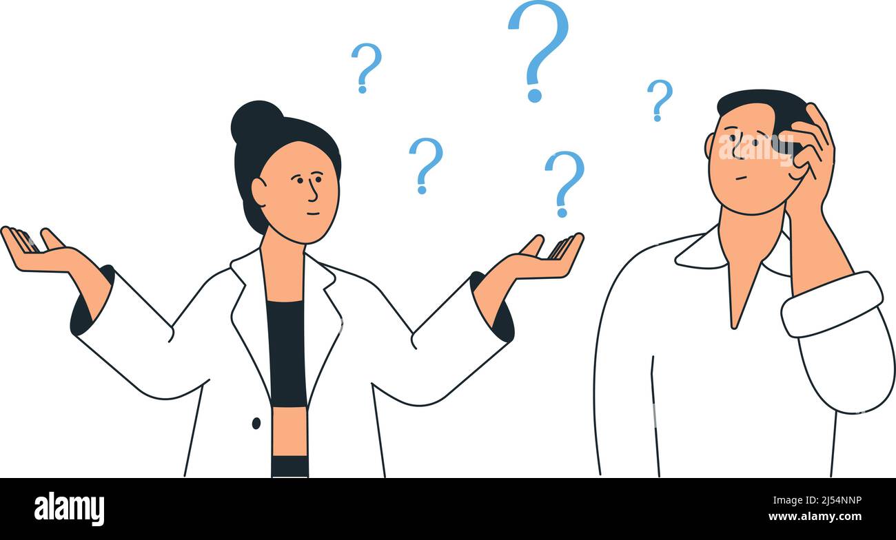 Woman asking question and man thinking. People solving problem Stock ...