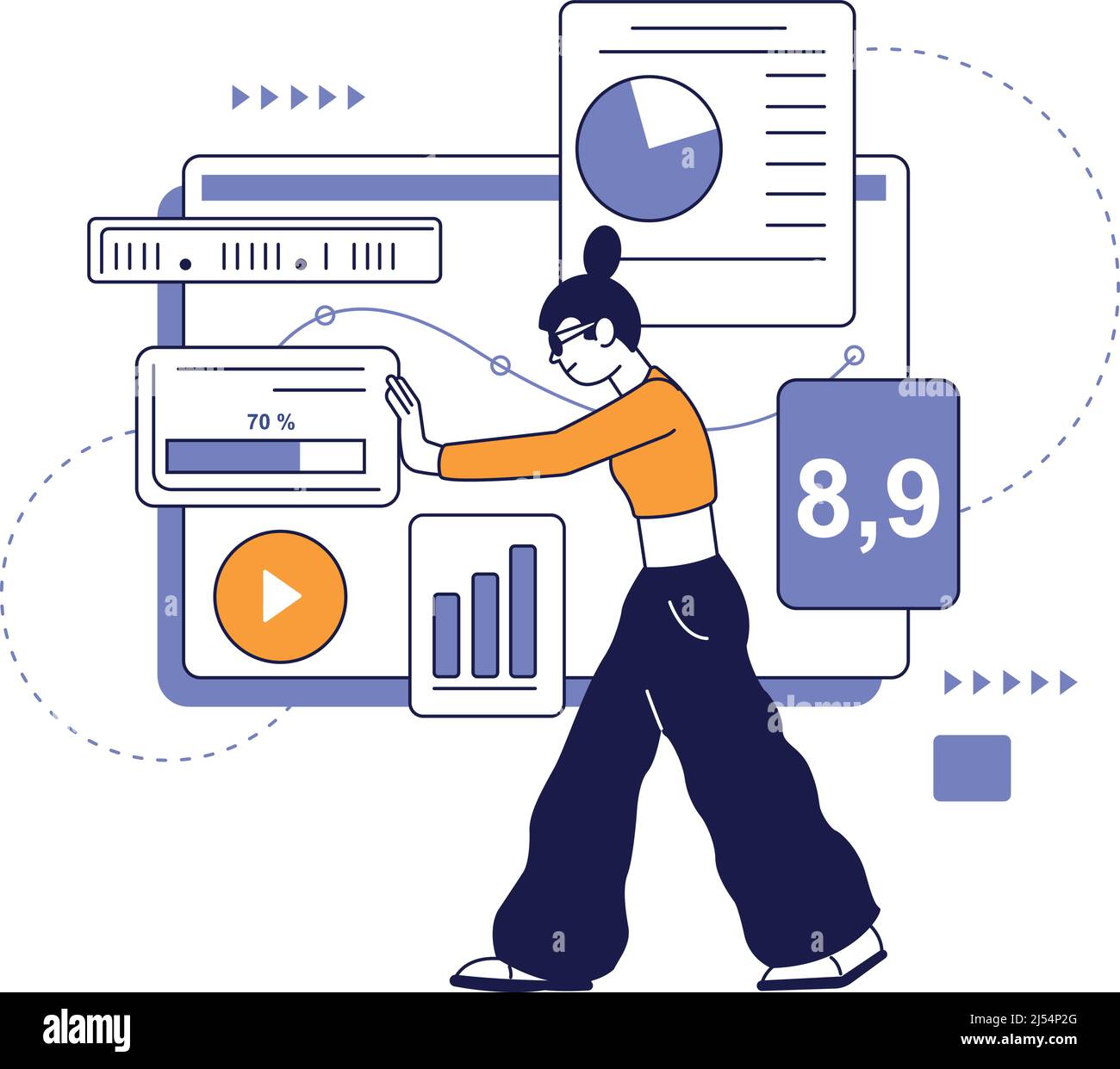 User experience design. App developer making dashboard interface Stock ...