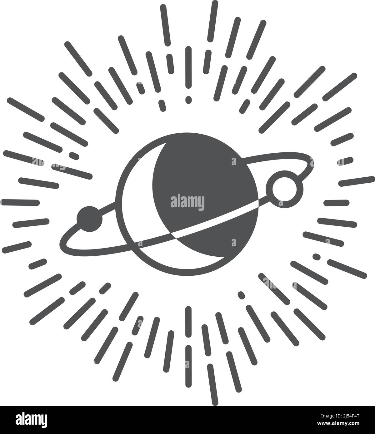 Planet with satellite icon. Astrology mystic retro symbol Stock Vector ...