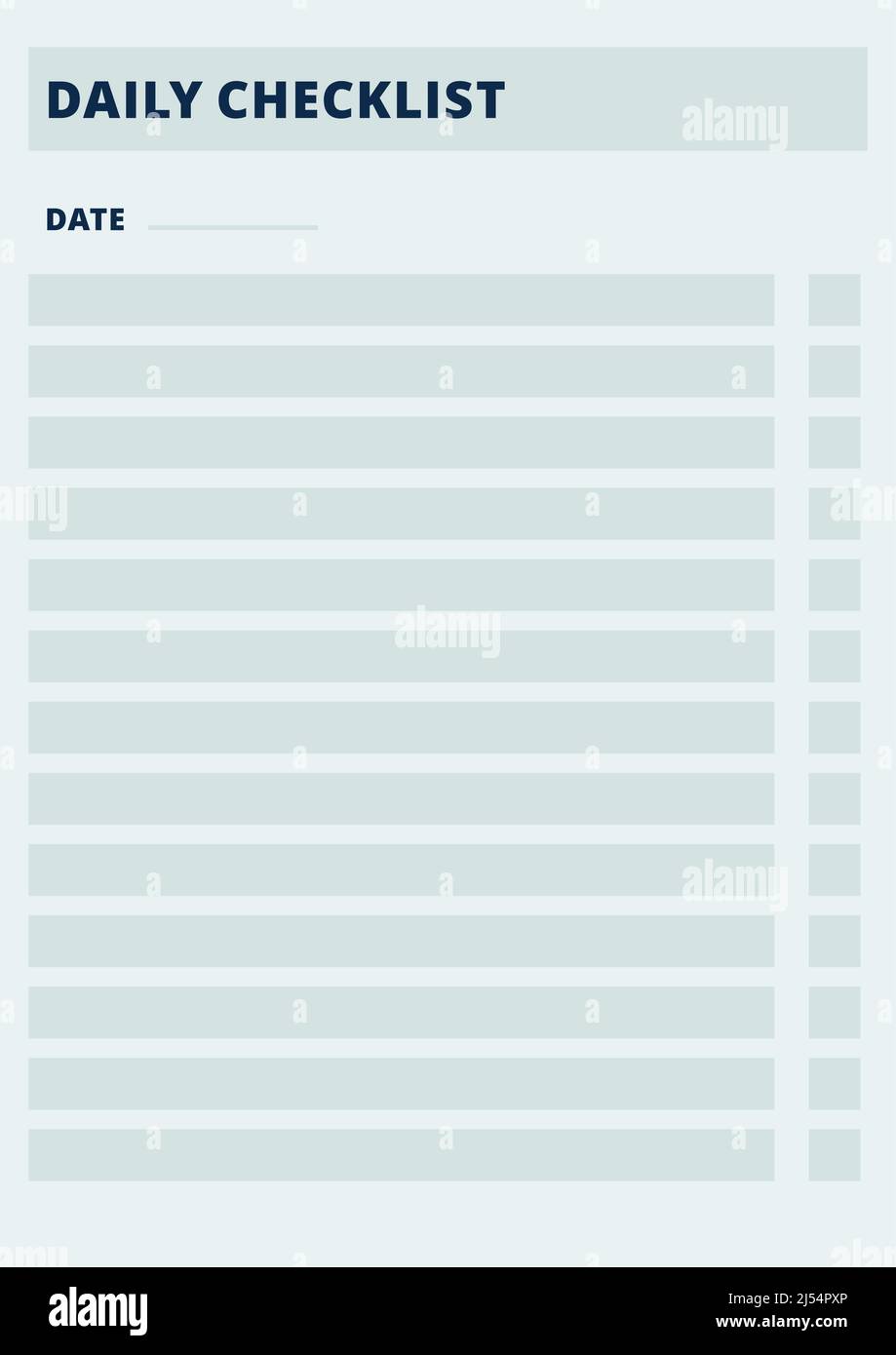 Daily checklist. Personal organizer page. Printable template Stock ...