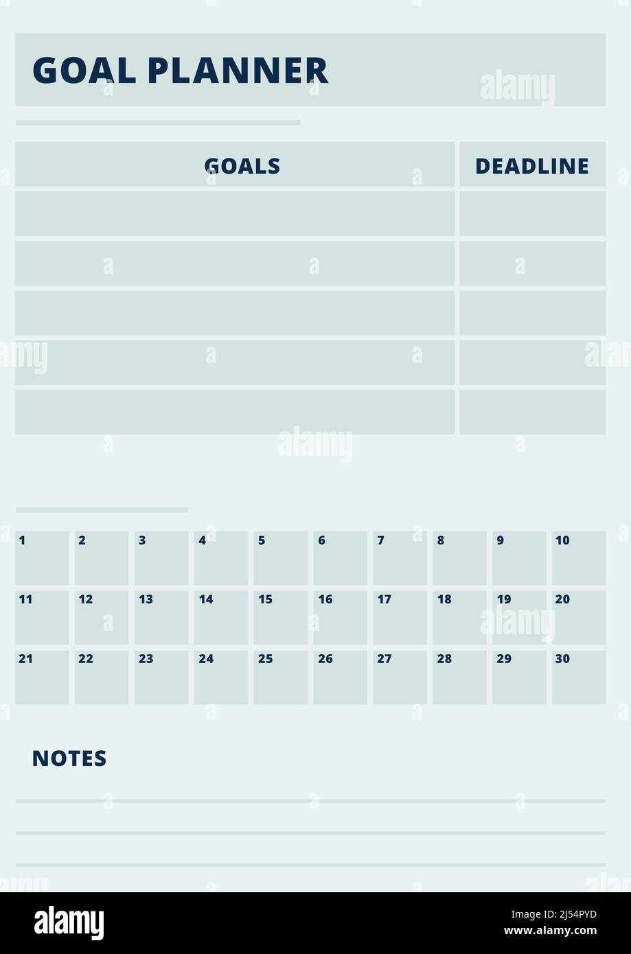 Goal planner page template. Strategy plan printable Stock Vector Image ...