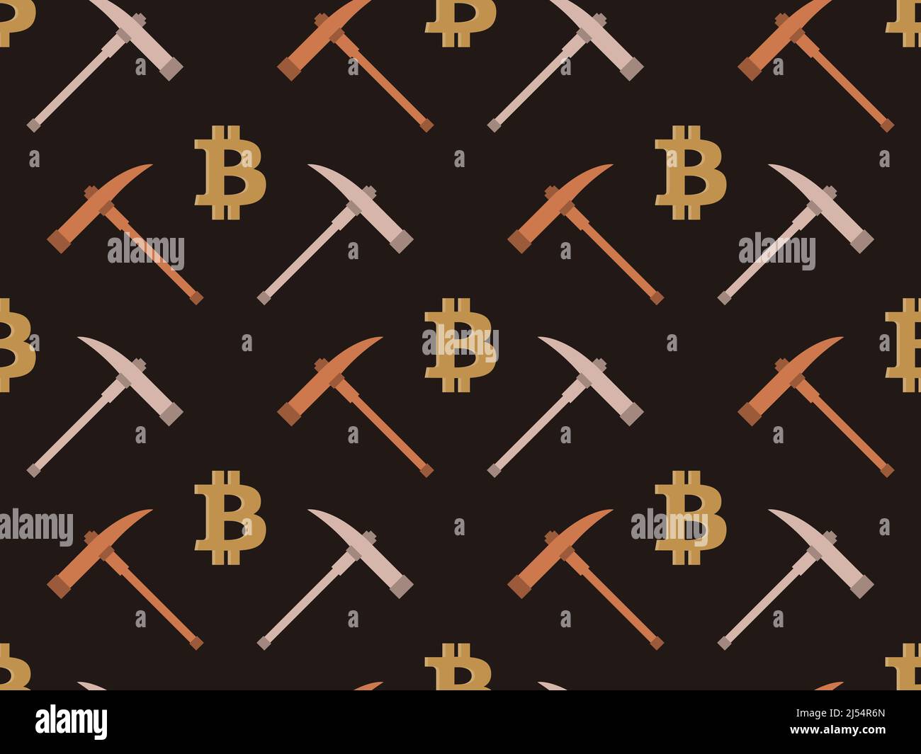 Bitcoin seamless patten. Pickaxe for bitcoin mining. Cryptocurrency, blockchain. design for ...
