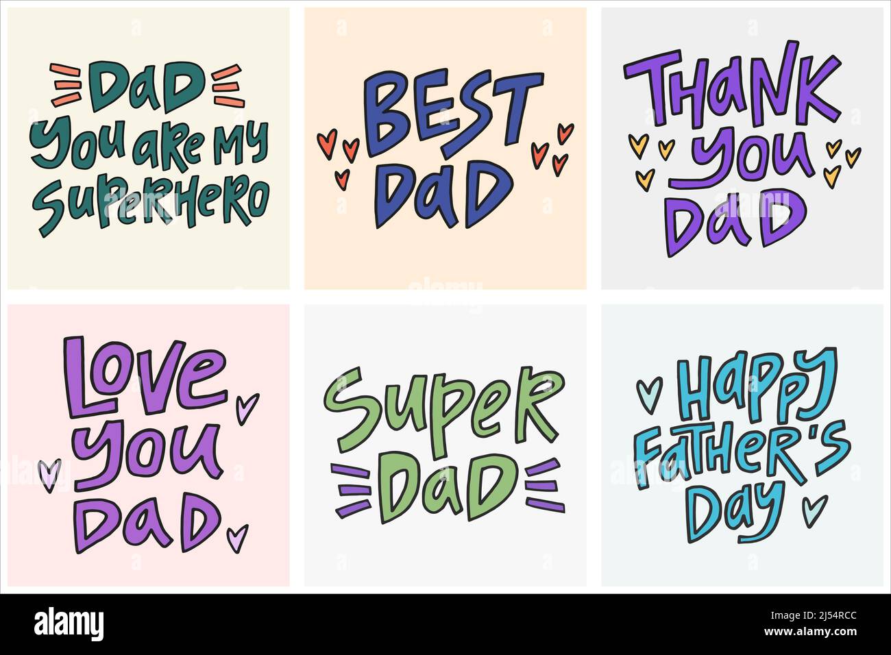 Set of hand-drawn quotes about Fathers day. Collection of modern ...