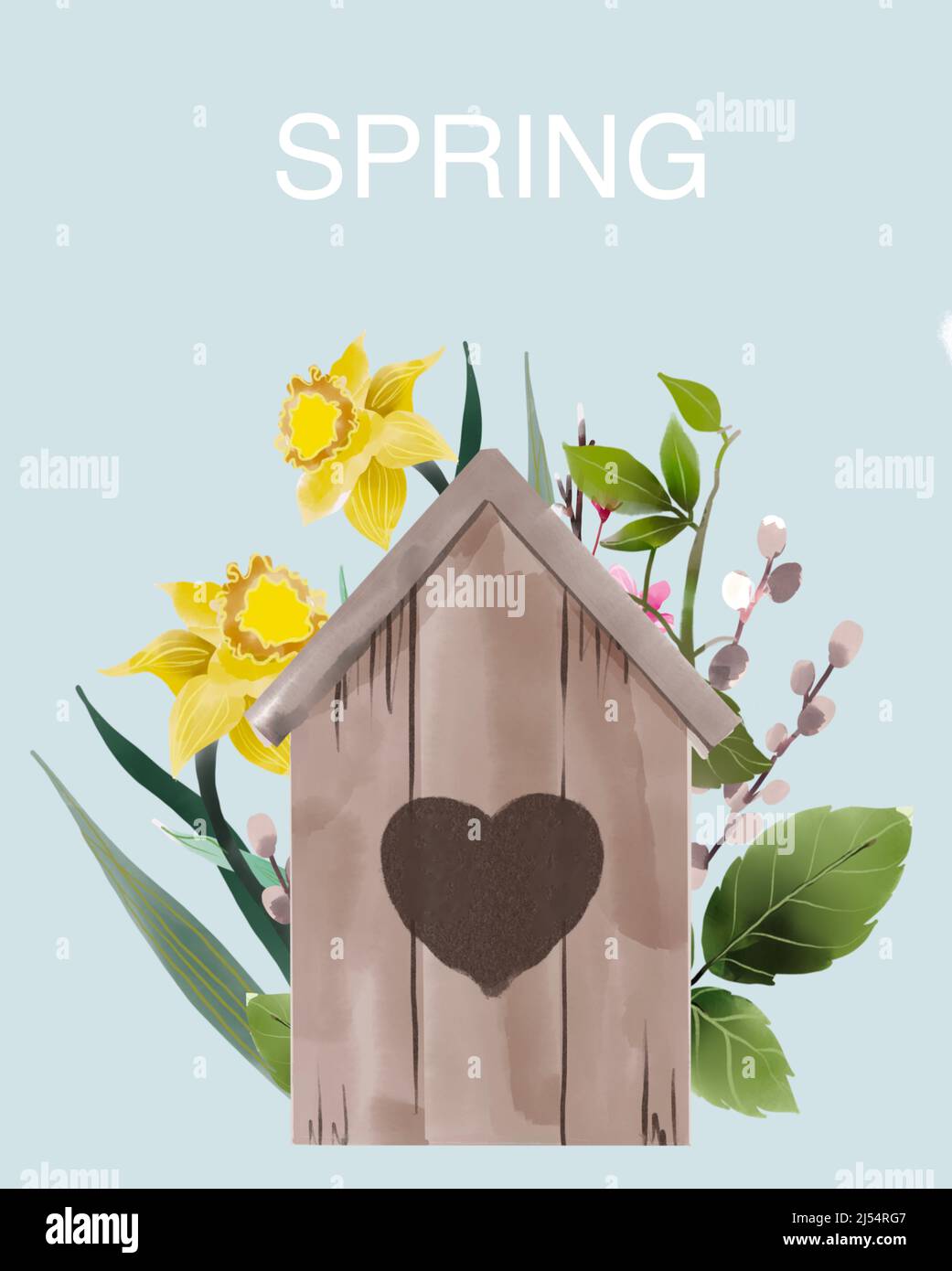 Watercolor birdhouse illustration hand drawn isolated on a white ...