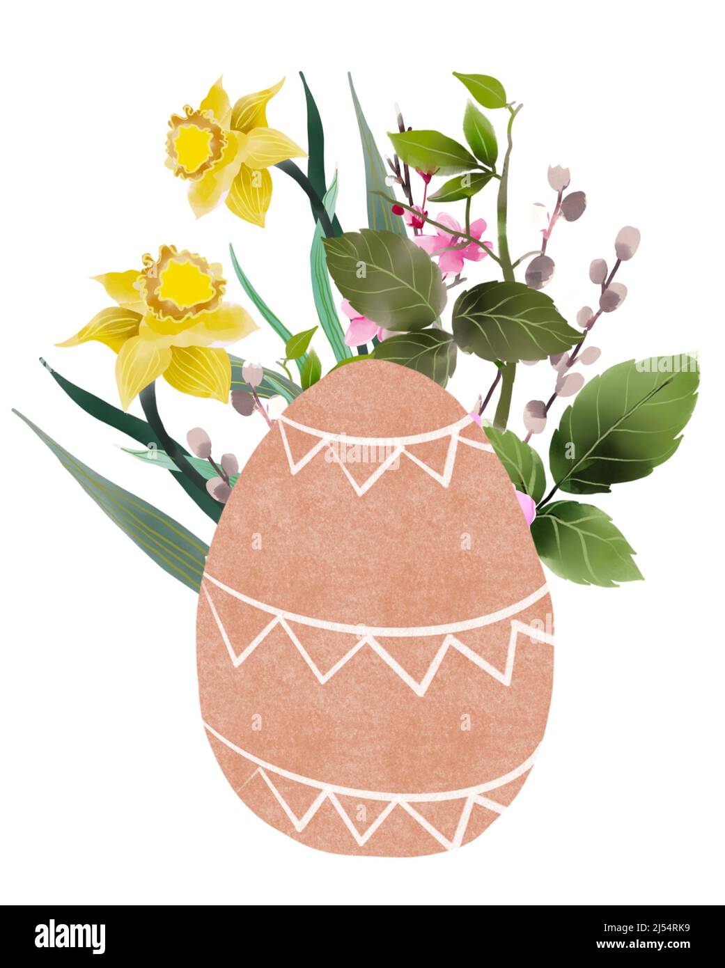 Boho Easter spring eggs with blossom, greeting cards with eggs and ...