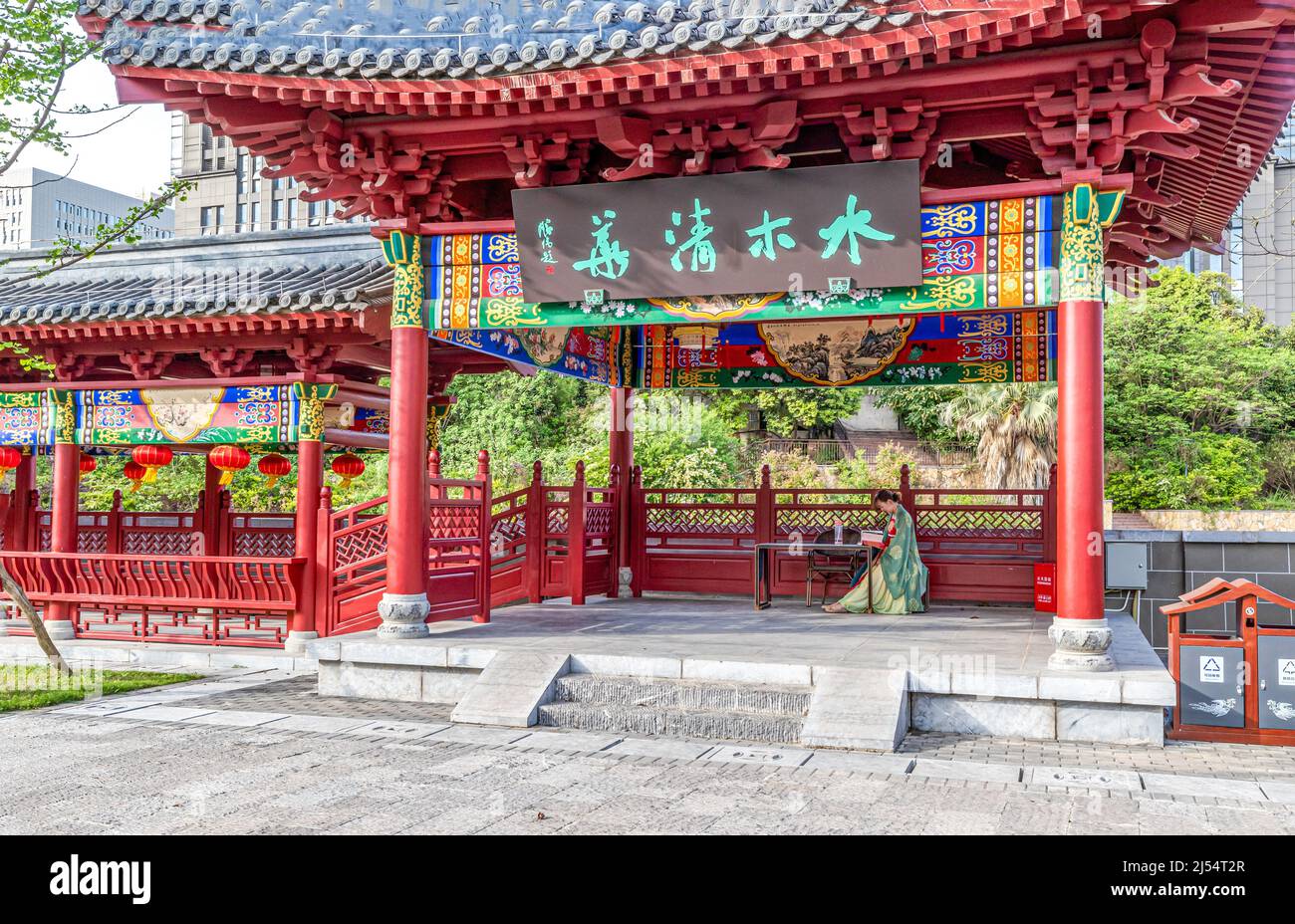 CHONGQING, CHINA - APRIL 20, 2022 - Citizens take a rest at the Yinzi ...