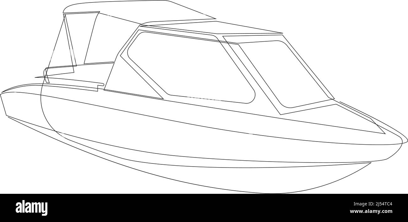 boat silhouette one single line, continuous line drawing, isolated on a ...