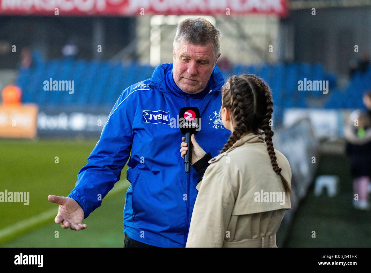 Randers, Denmark. 19th Apr, 2022. Head coach Kent Nielsen of Silkeborg ...