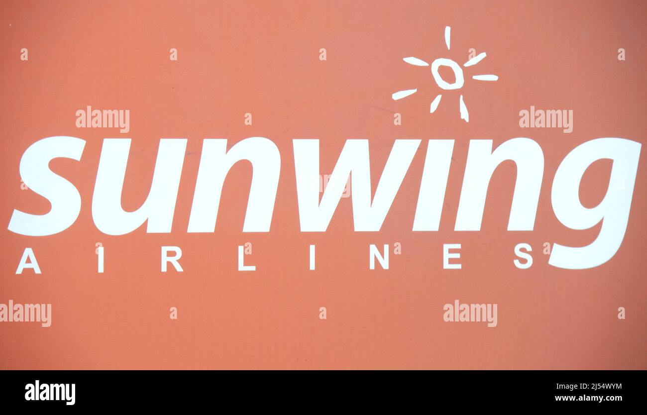 A Sunwing Airlines logo at Trudeau Airport in Montreal, Wednesday ...