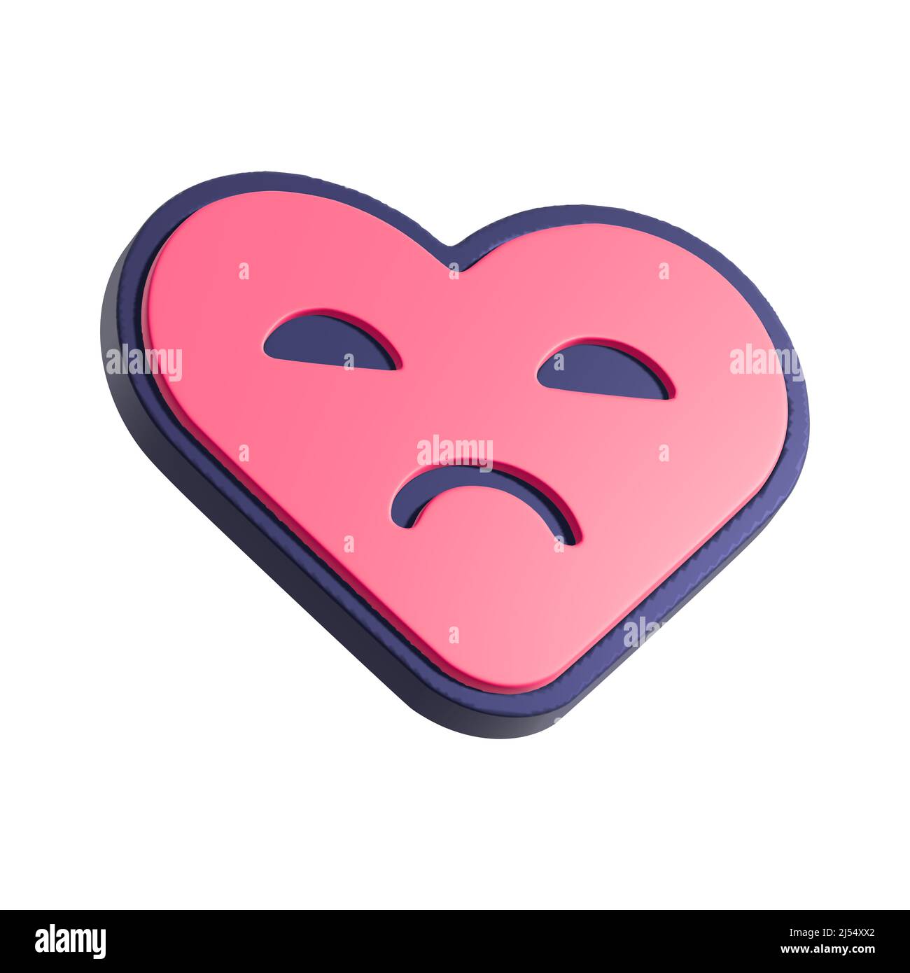 Sad heart 3d illustration. Cartoon heart character isolated on white ...