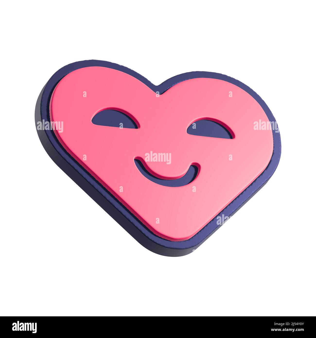 Happy heart smiley face 3d illustration. Cartoon heart character ...