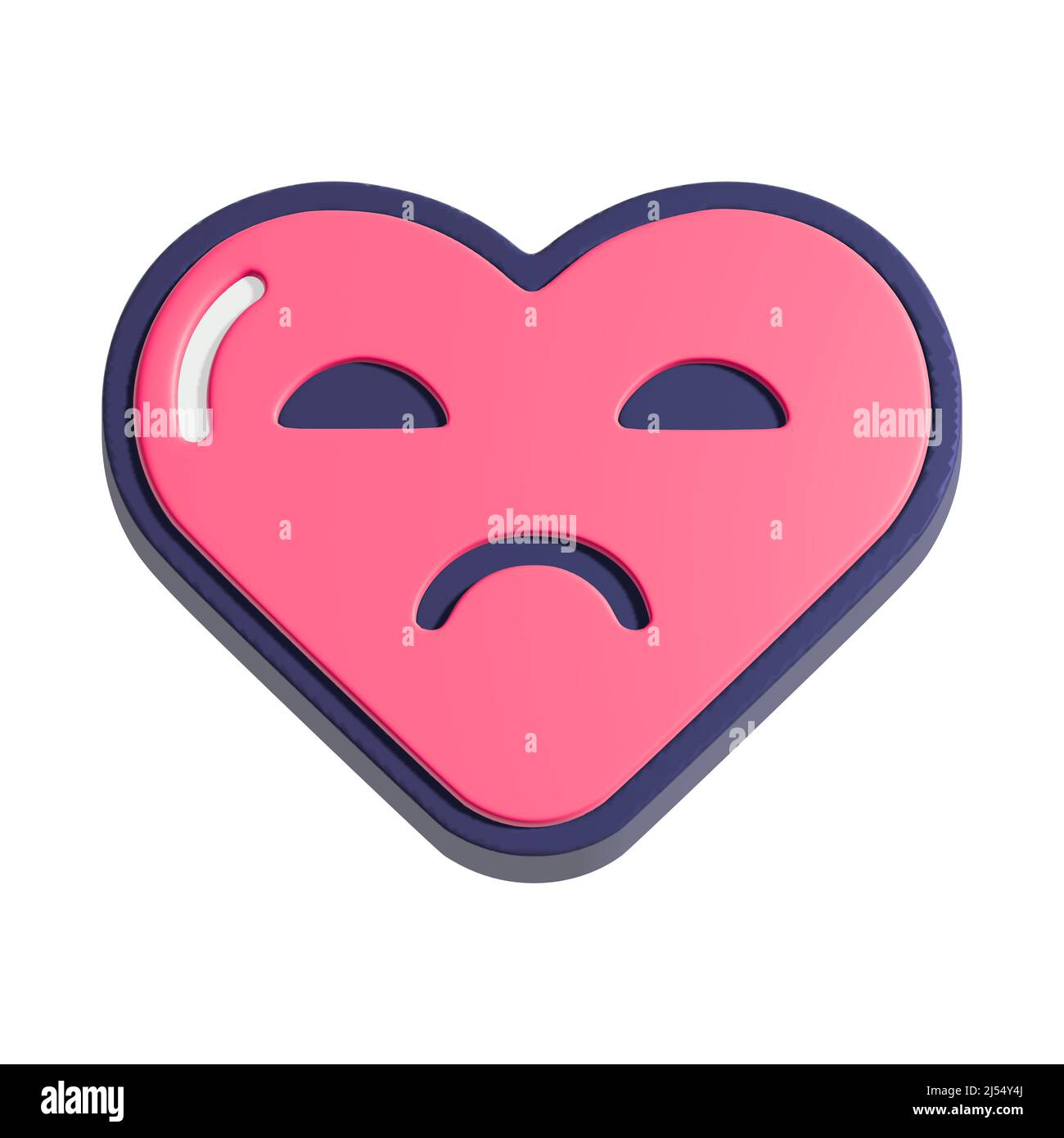 Sad heart 3d illustration. Cartoon heart character isolated on white ...