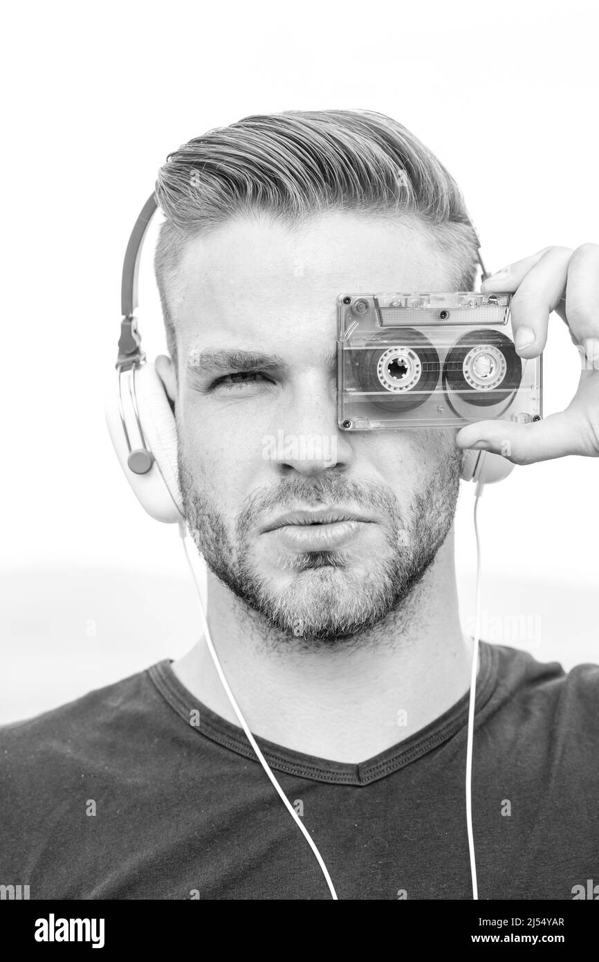 Joyful retro man in Black and White Stock Photos & Images - Alamy