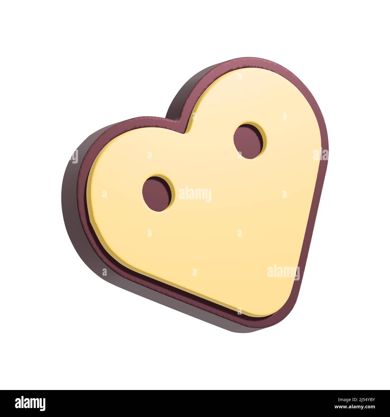 Emotionless heart smiley face 3d illustration. Cartoon heart character ...