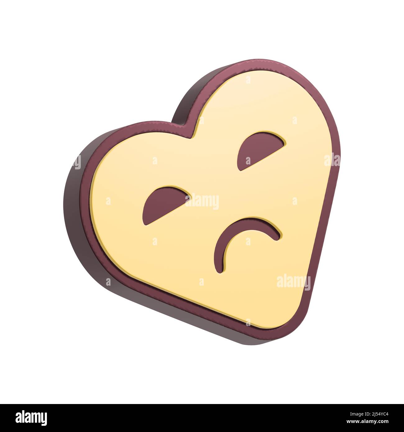Sad heart 3d illustration. Cartoon heart character isolated on white ...