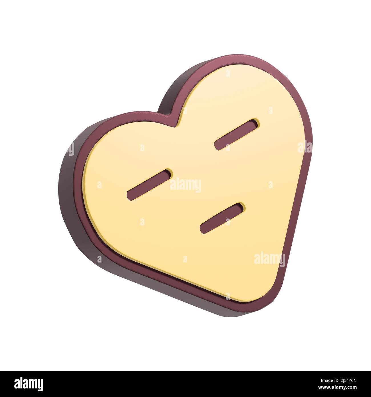 Emotionless heart smiley face 3d illustration. Cartoon heart character ...