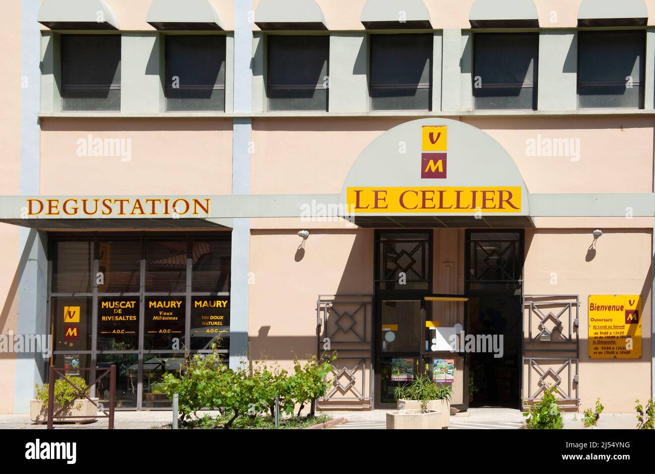 The wine co-operative shop of Maury,. France Stock Photo - Alamy