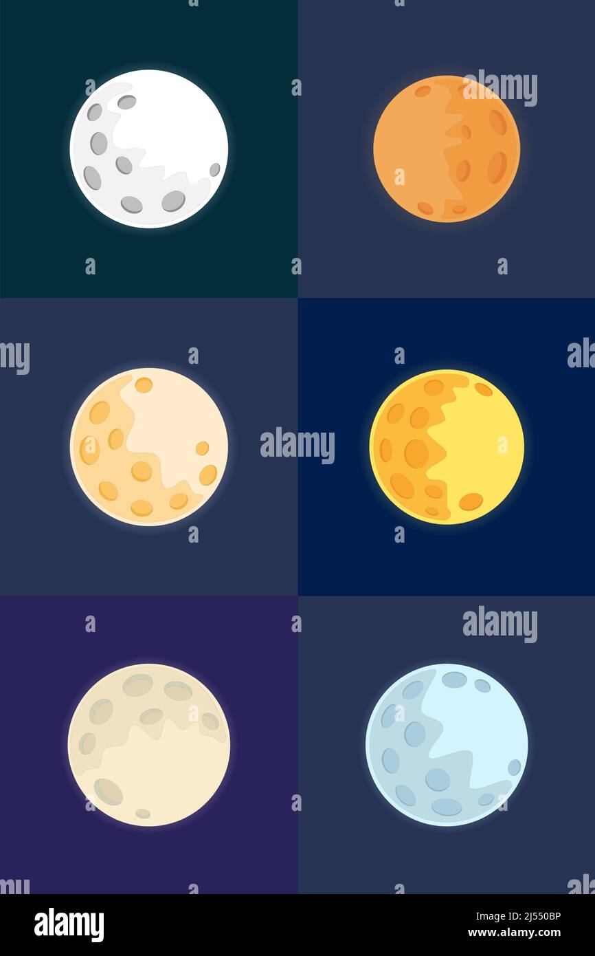 A set of images of the moon in different colors. Illustration Stock ...