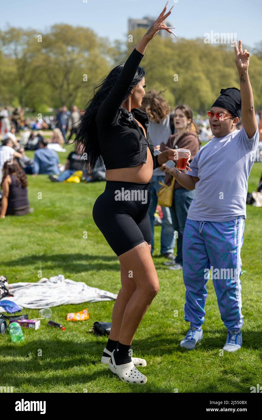London, UK. 20th Apr, 2022. Legalise Cannabis party Hyde Park London UK ...