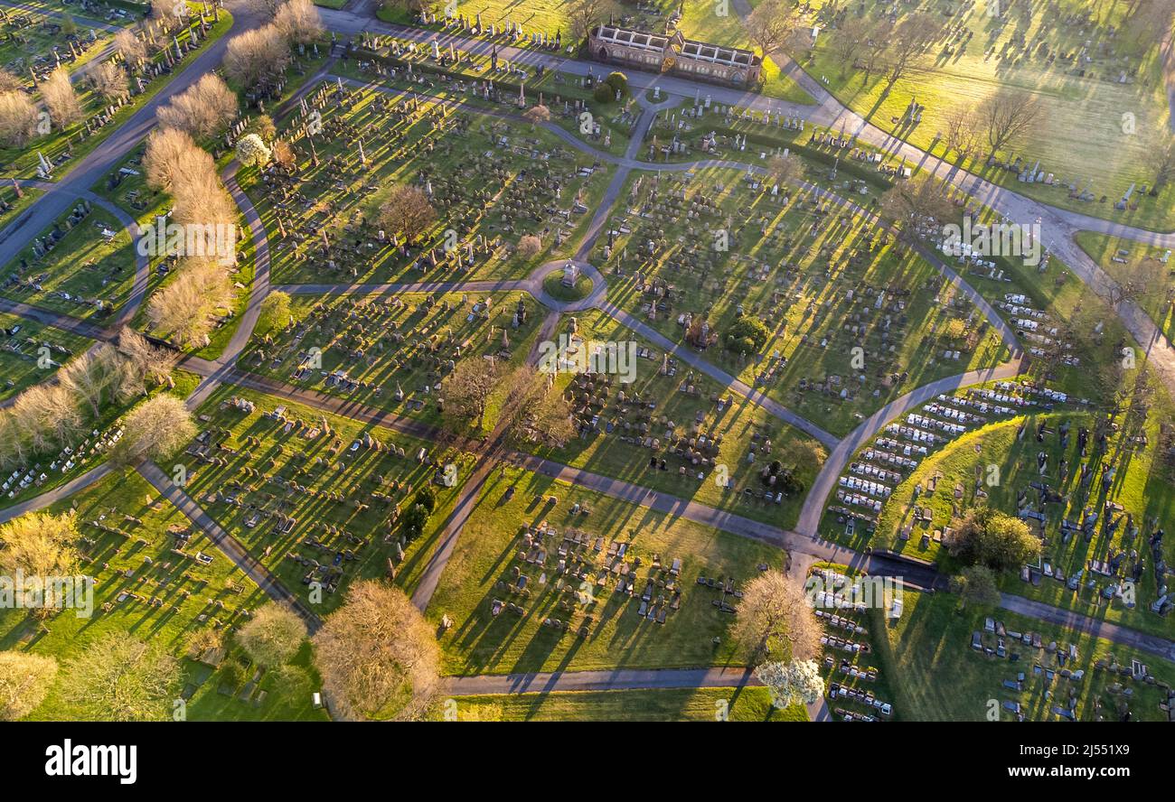 Aerial view of Anfield Cemetery and Crematorium Stock Photo - Alamy