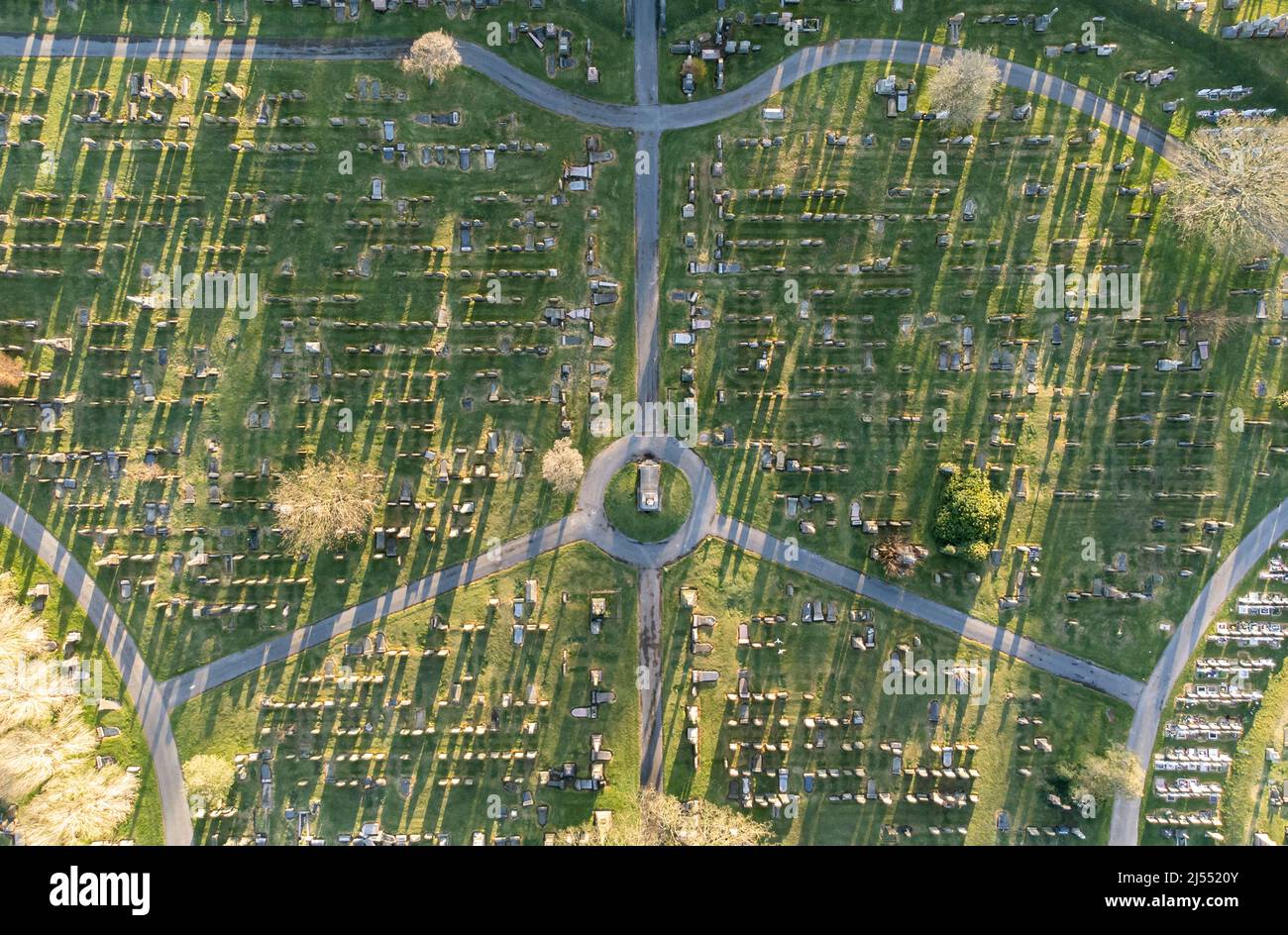 Aerial view of Anfield Cemetery and Crematorium Stock Photo - Alamy