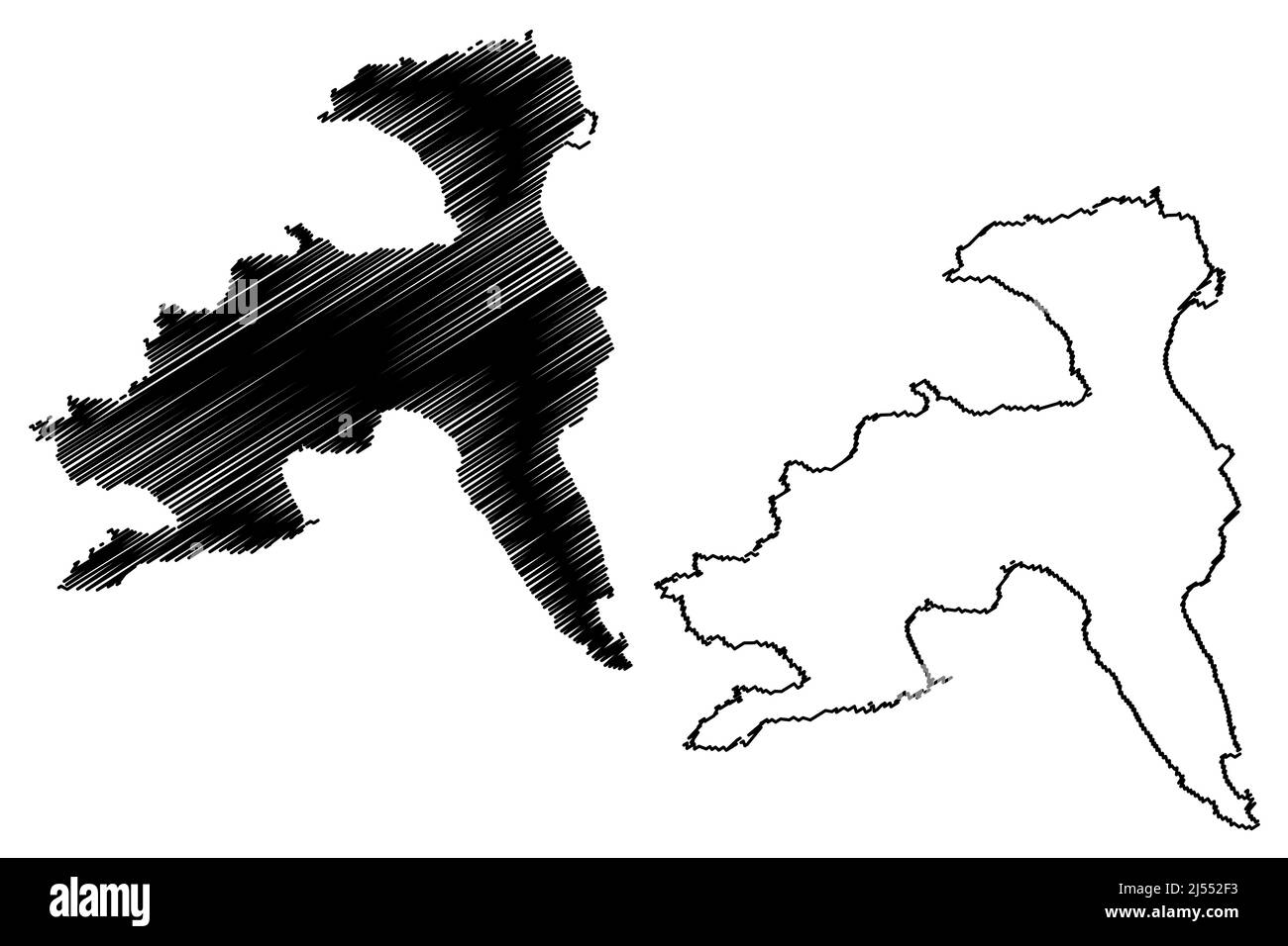 Vigra island (Kingdom of Norway) map vector illustration, scribble ...