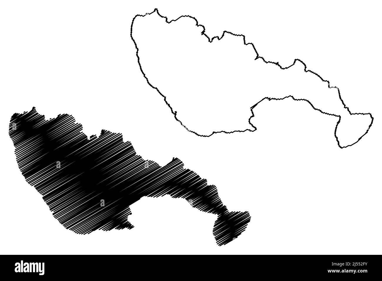Vir island (Republic of Croatia, Adriatic Sea) map vector illustration ...