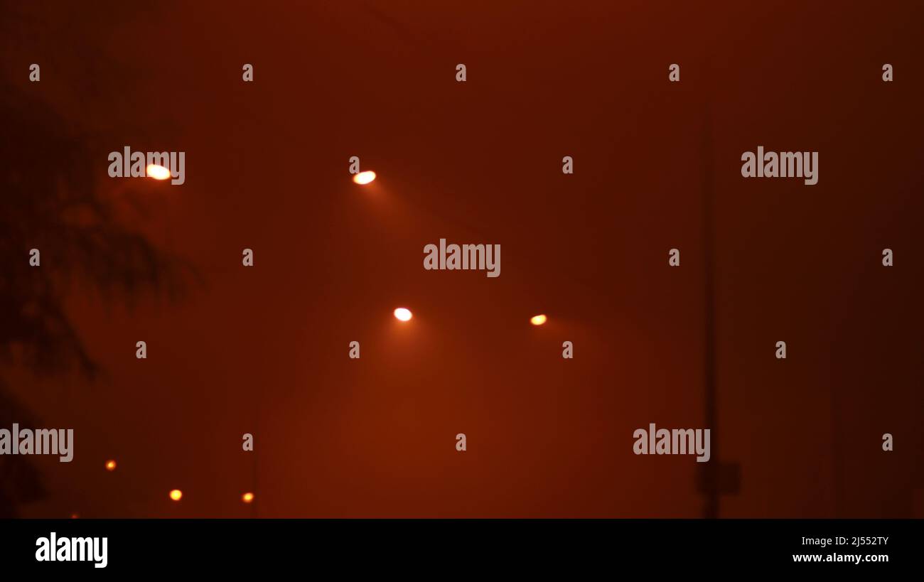 Street light night time orange color back ground Stock Photo - Alamy