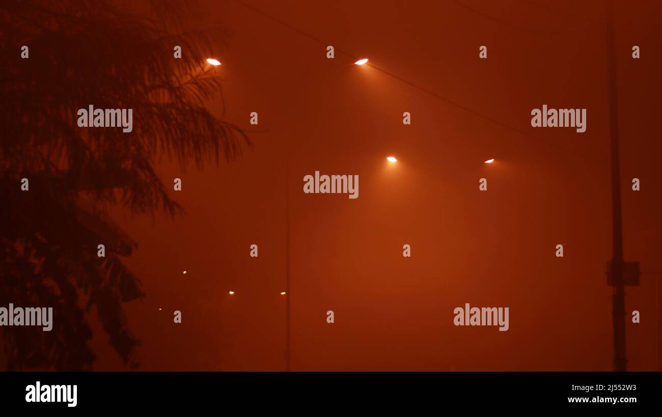 Street light night time orange color back ground Stock Photo - Alamy