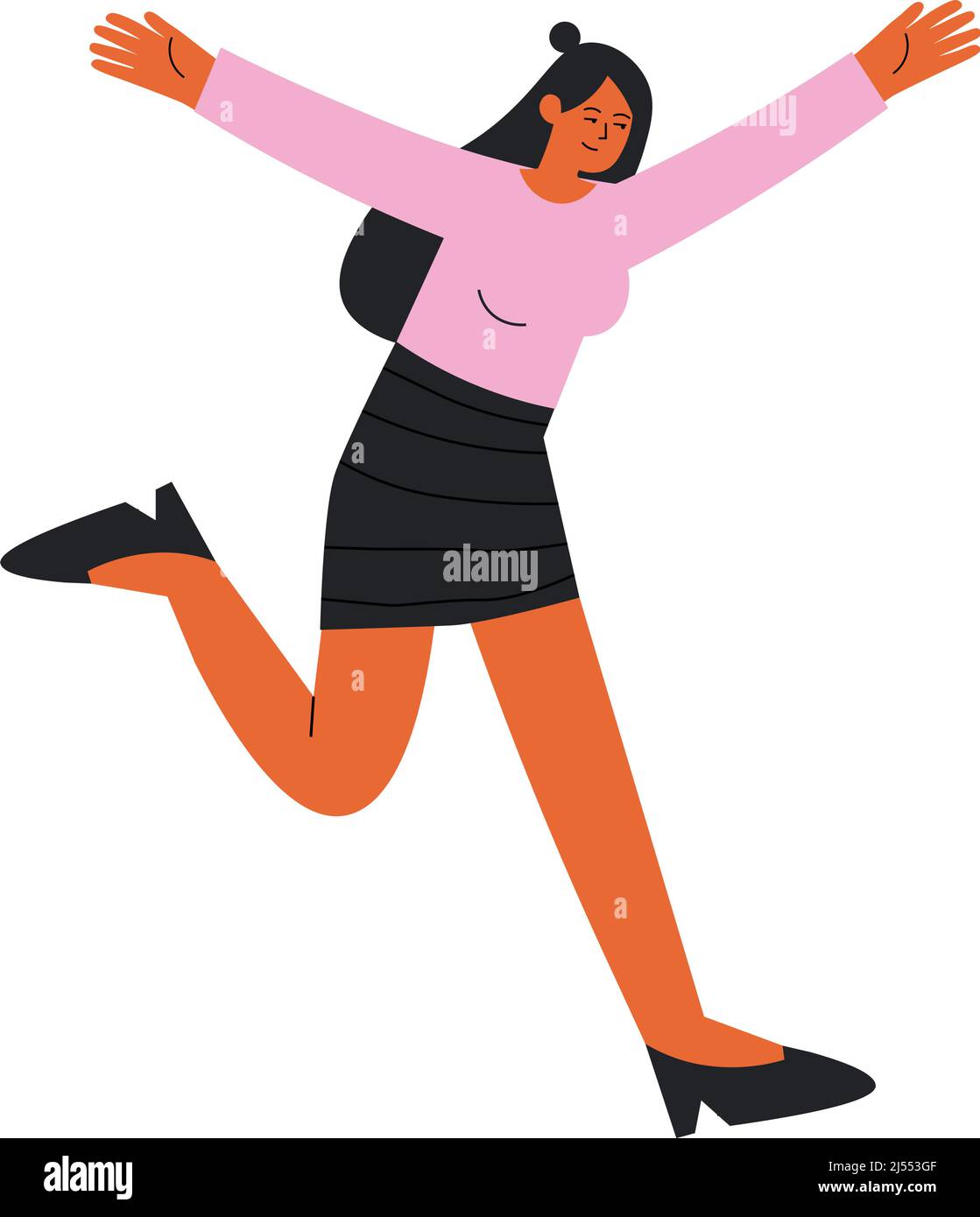 Excited young woman enjoying freedom. Happy character Stock Vector ...