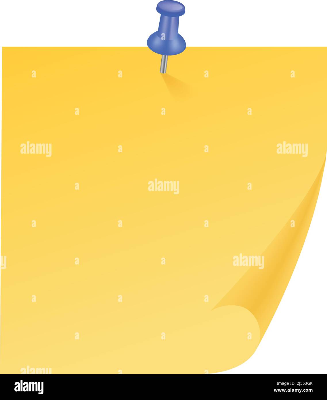 Pinned reminder note. Realistic yellow paper square Stock Vector Image ...