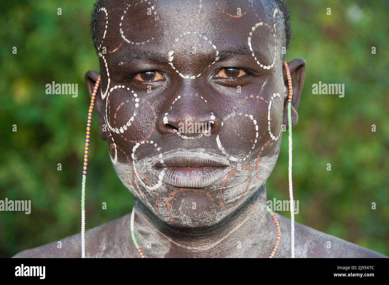 Surma man with body paintings, Kibish, Omo River Valley, Ethiopia Stock ...