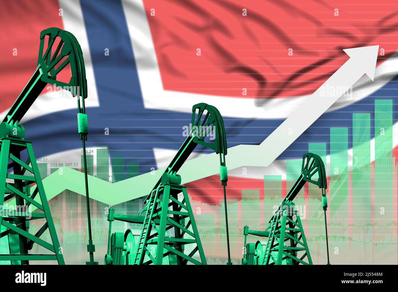 Norway oil industry concept, industrial illustration - rising up chart ...