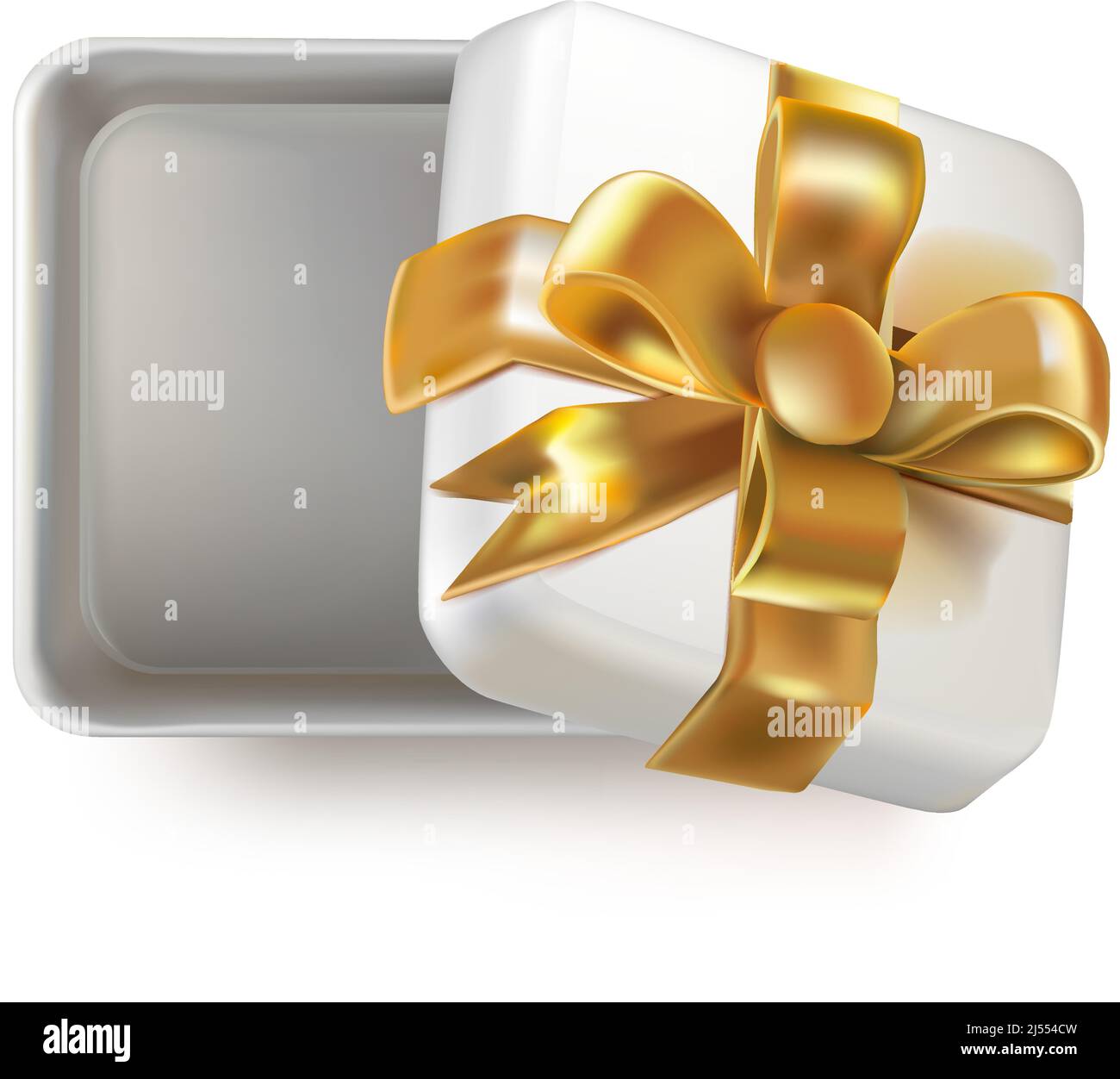White 3d prize box. Opened gift box on wedding, icon realistic vector ...