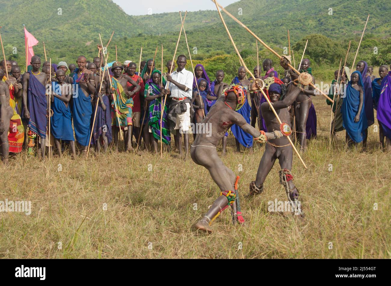 Donga stick fighters, Surma tribe, Tulgit, Omo river valley, Ethiopia ...