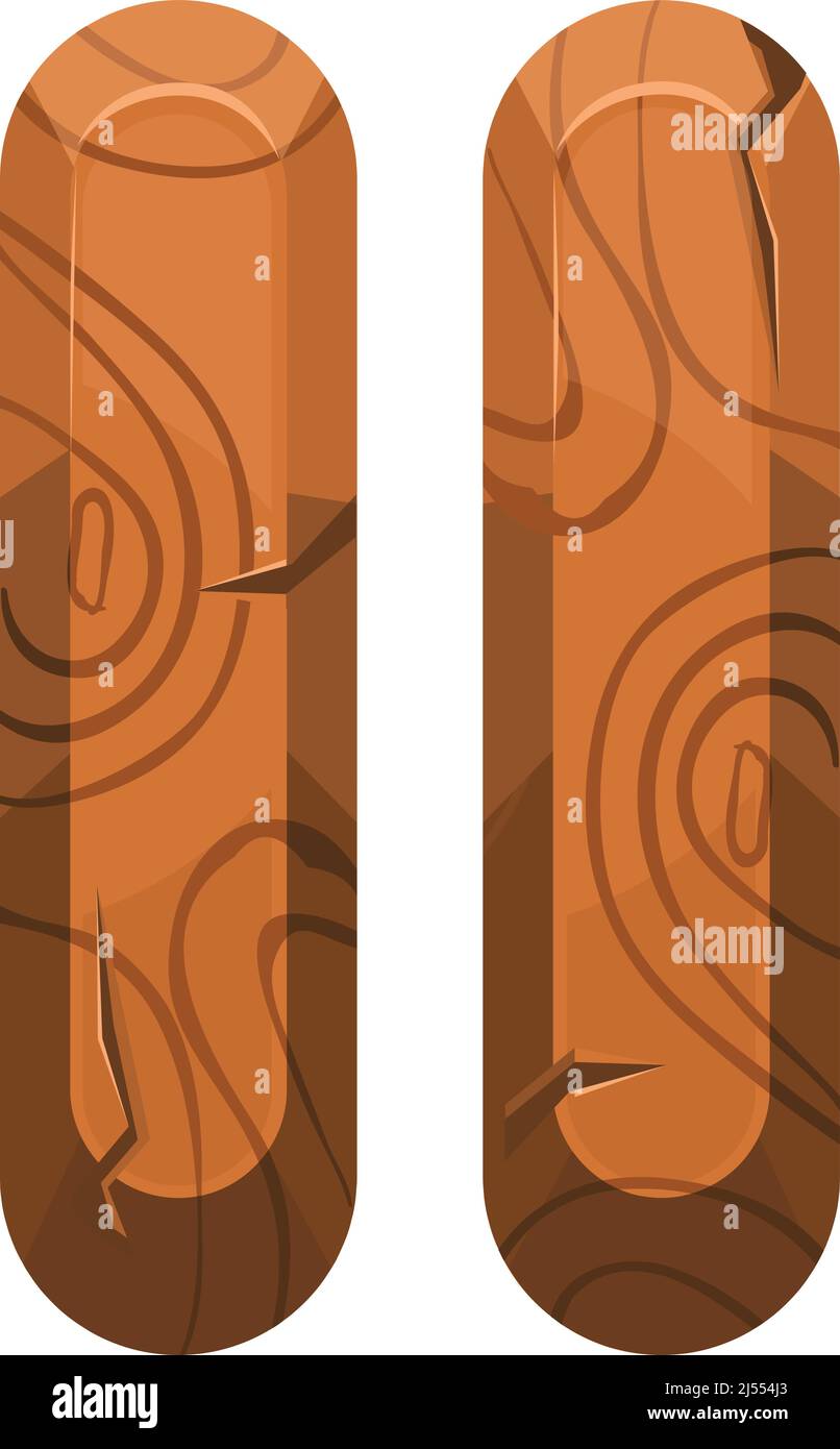 Wood pause sign. Two sticks for the media interface, vector ...