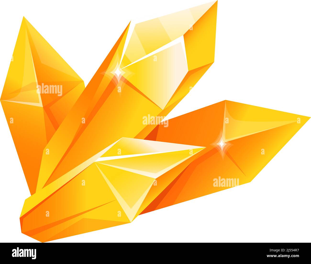 Yellow quartz. Crystal jewelry stones, fantasy cartoon flat vector ...