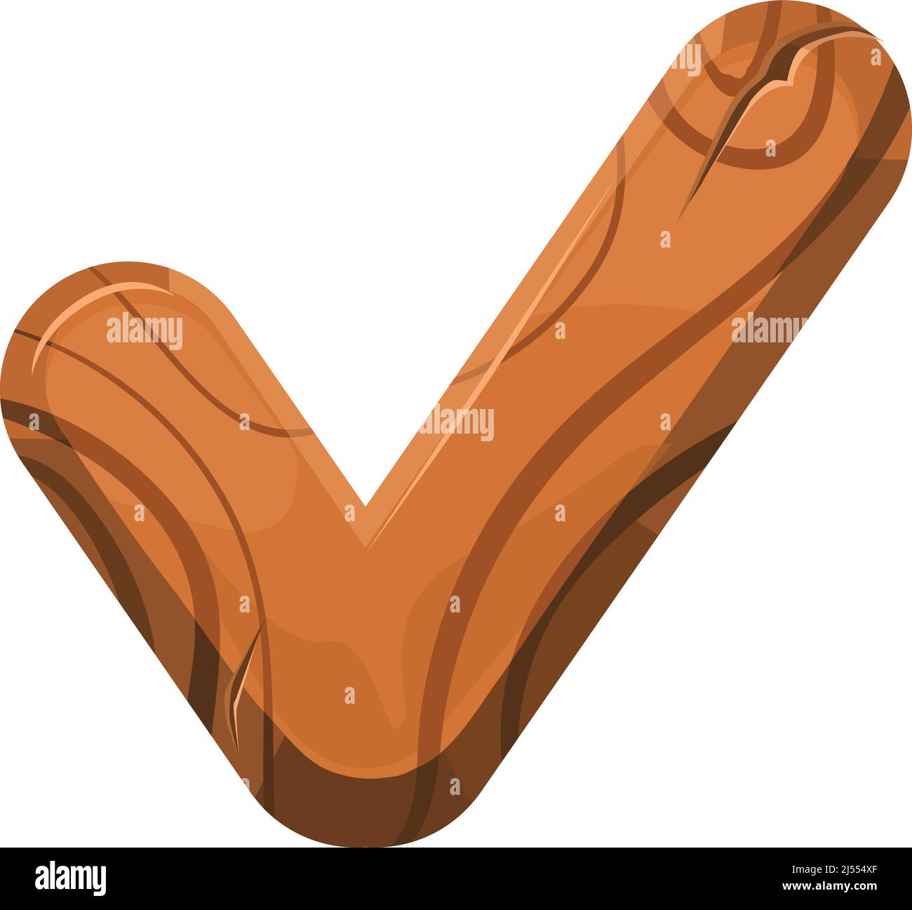 Wooden check mark. Icon difference selection, vector illustration ...